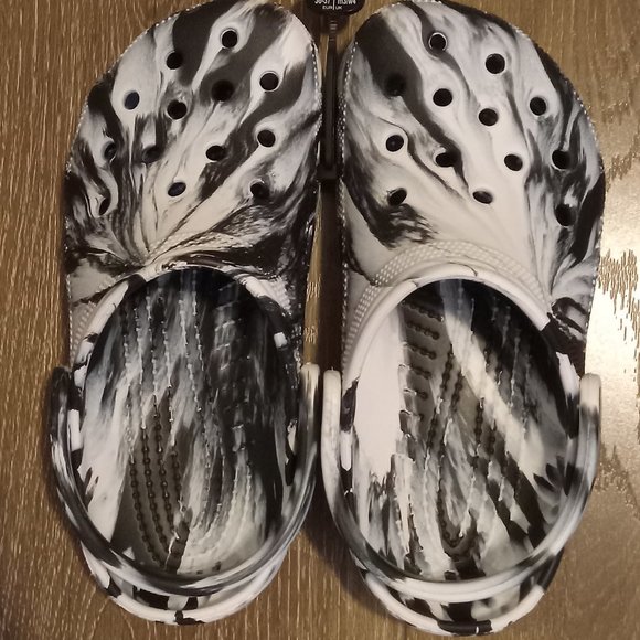 CROCS | Shoes | Black And White Marbled Crocs | Poshmark